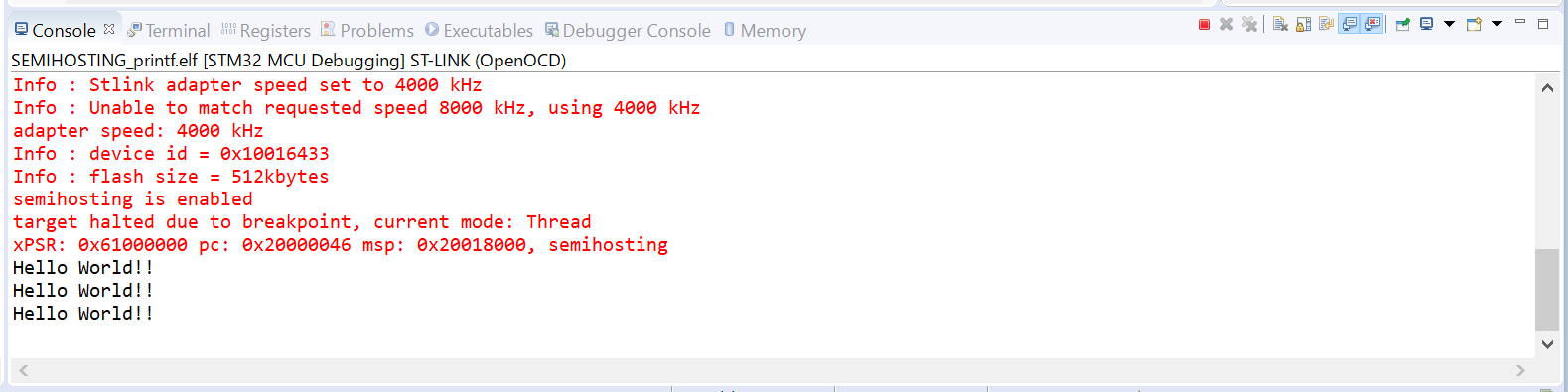 STM32CubeIDEでprintf【Semihosting編】 – ゆっきぶろぐ